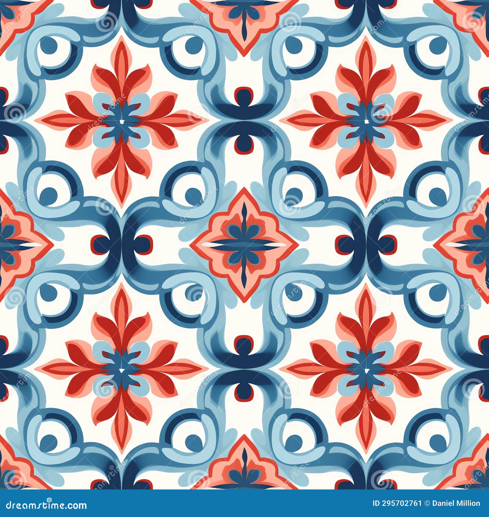 Red and Blue Vintage Tile Pattern for Decoration Stock Illustration ...