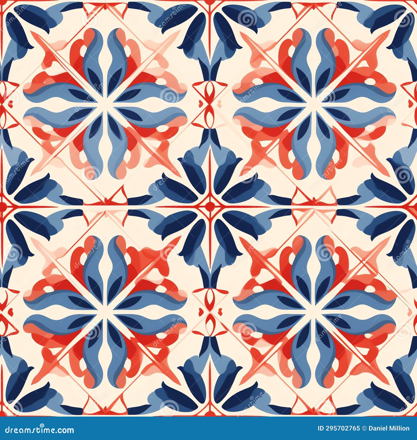 Red and Blue Vintage Tile Pattern for Decoration Stock Illustration ...