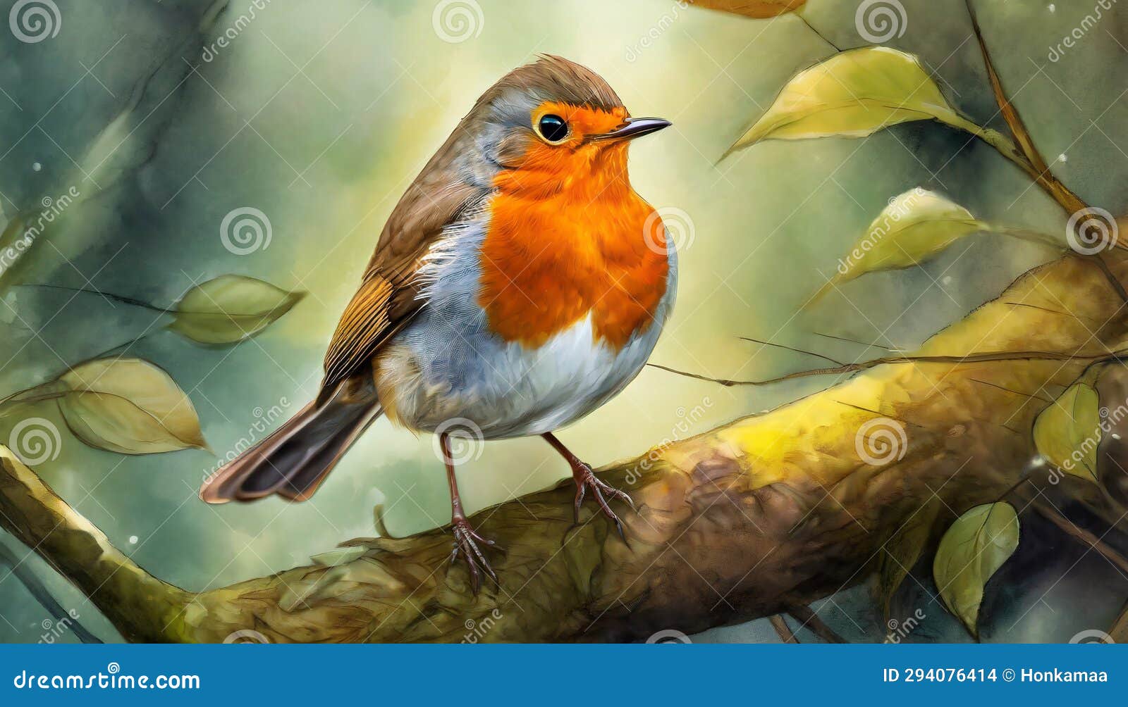 A red-breasted robin stock illustration. Illustration of wildlife ...