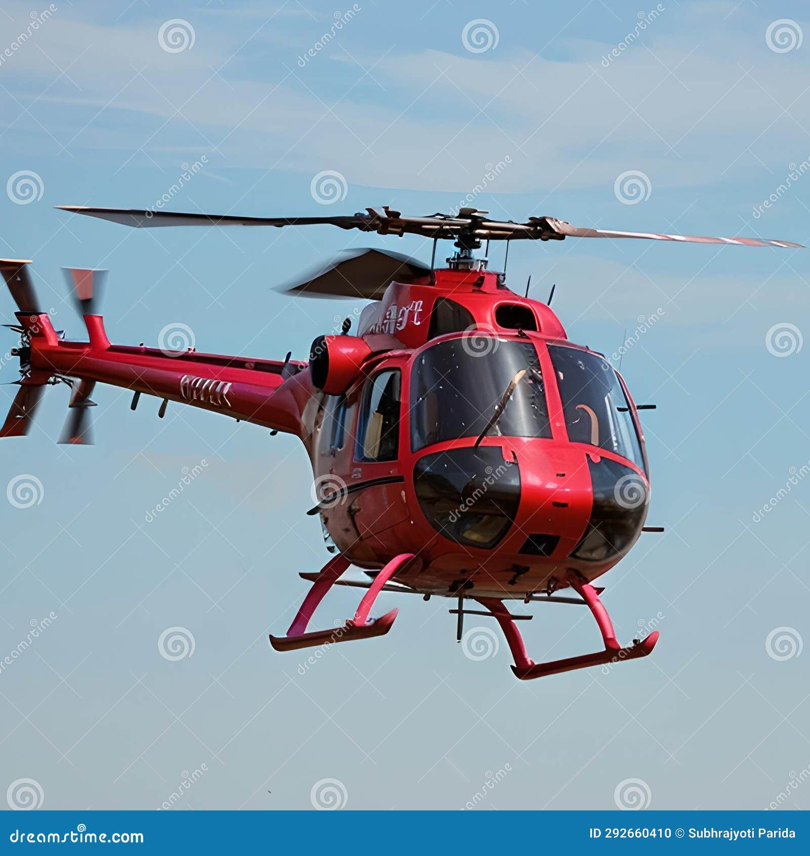 AI Generated Image of a Red Colour Civilian Helicopter in Flight Stock ...