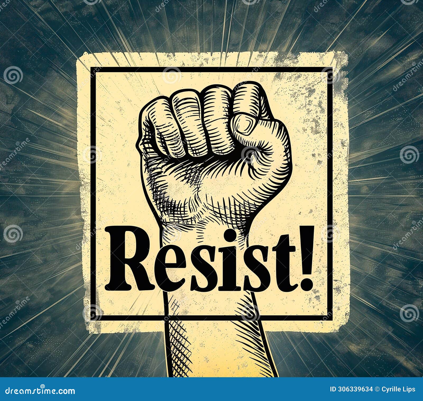 AI-Generated Image: "Resist!" Raised Fist Poster Stock Illustration ...