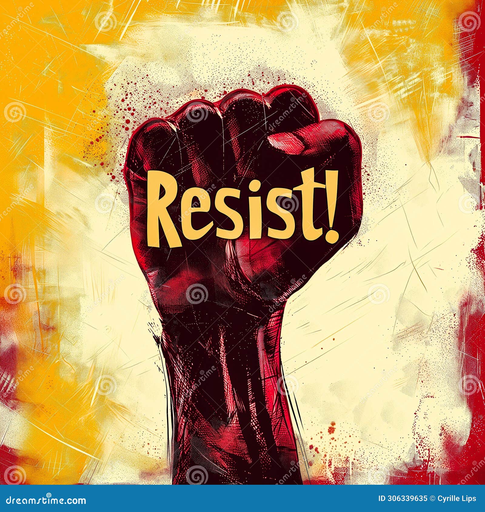 AI-Generated Image: "Resist!" Raised Fist Poster Stock Illustration ...