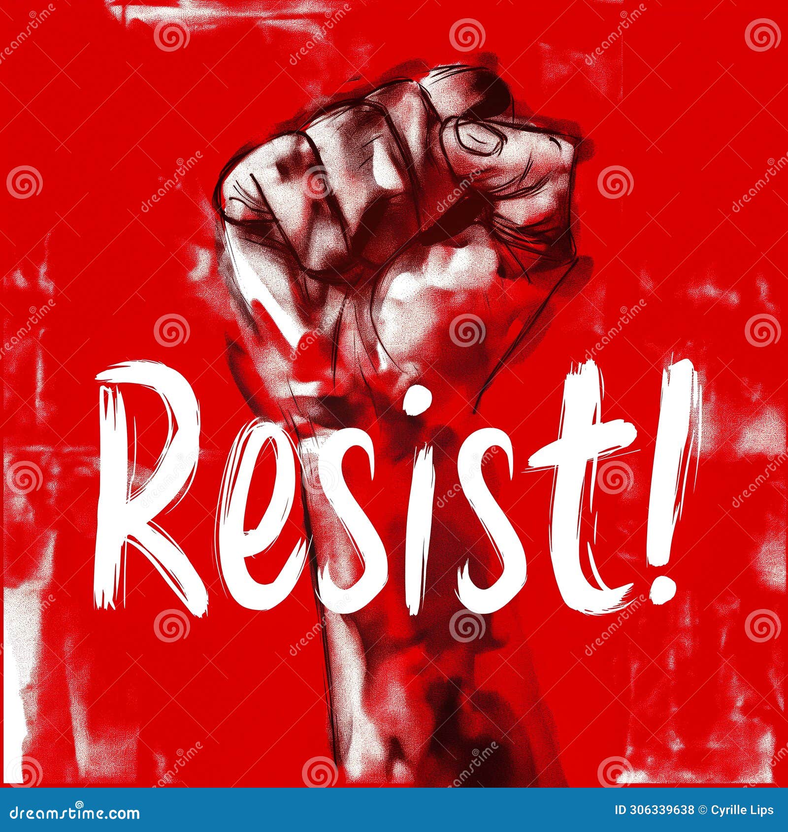 AI-Generated Image: "Resist!" Raised Fist Poster Stock Illustration ...