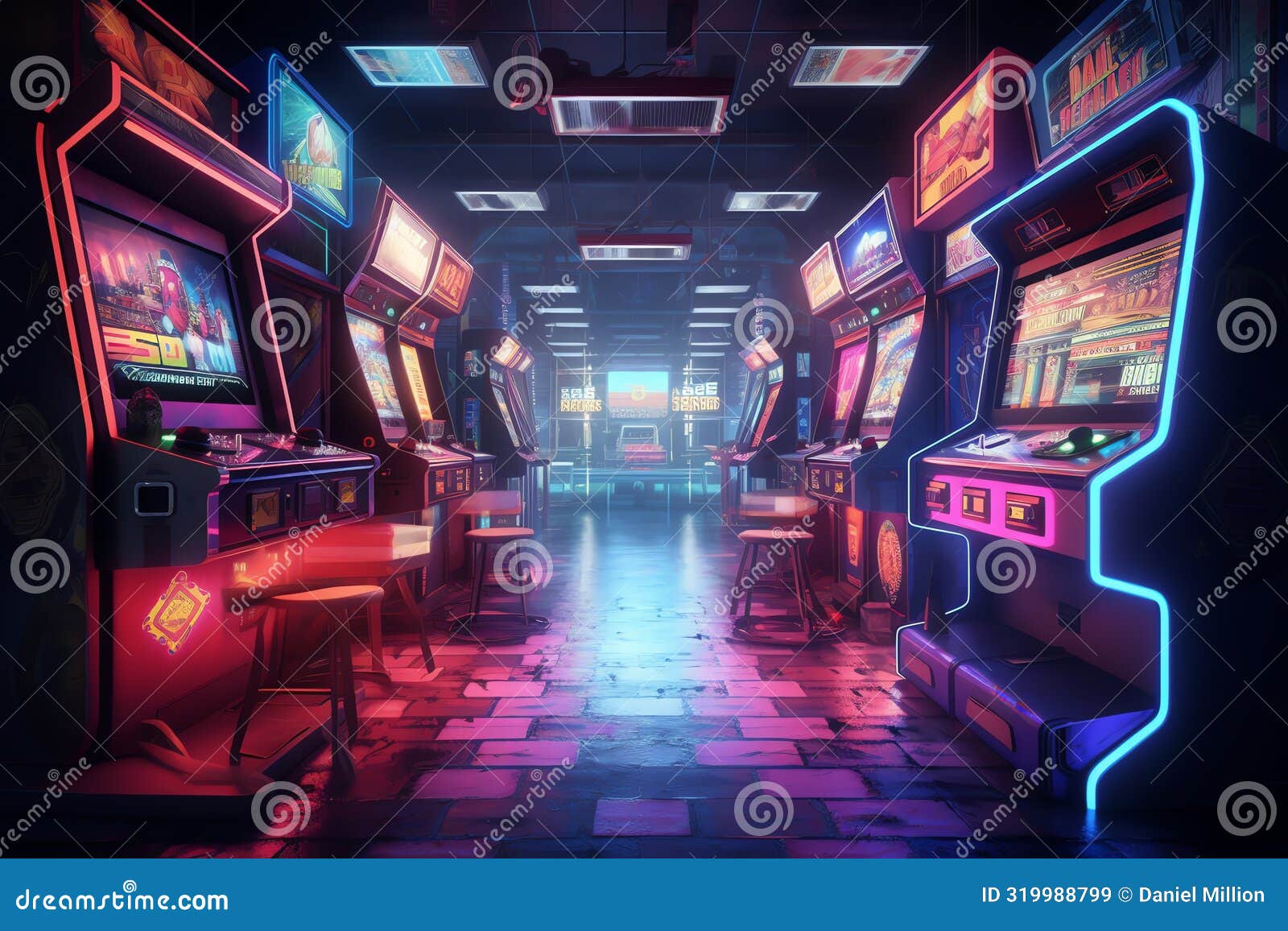 Retro Arcade Game Backdrop 80s Retro Nostalgic Stock Illustration ...