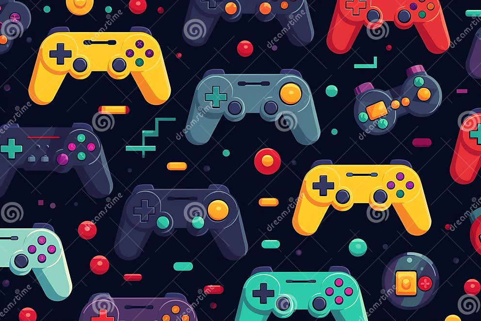 Retro Video Game Controllers 90s Retro Pattern Stock Illustration ...