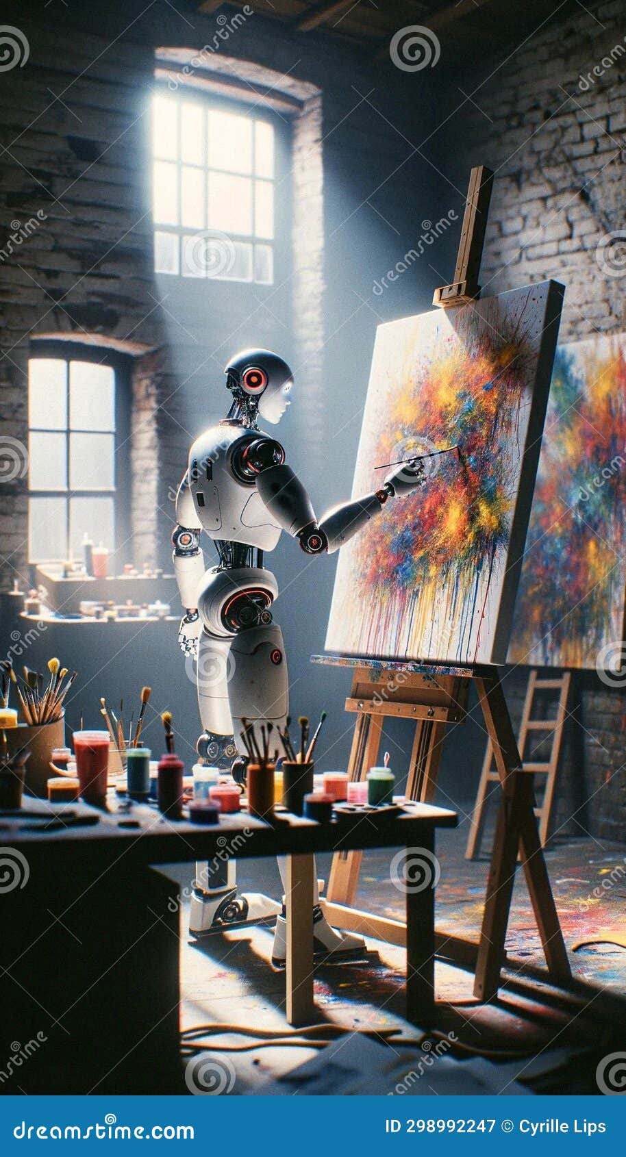 AI-Generated Image: Robot AI Painting a Canvas Stock Illustration ...