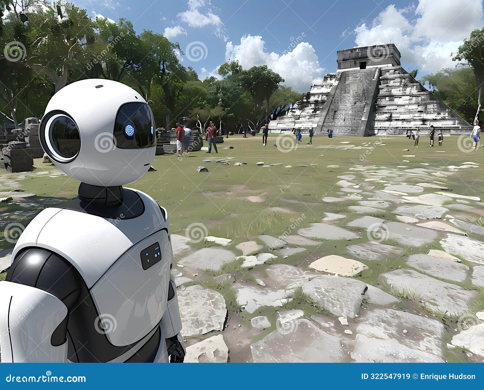 AI-Generated Image of a Robot is Standing in Front of a Large Pyramid ...