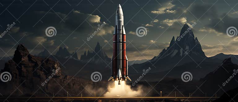 Mountain Launch: Rocket S Spectacular Ascent. Ai Generated Stock ...