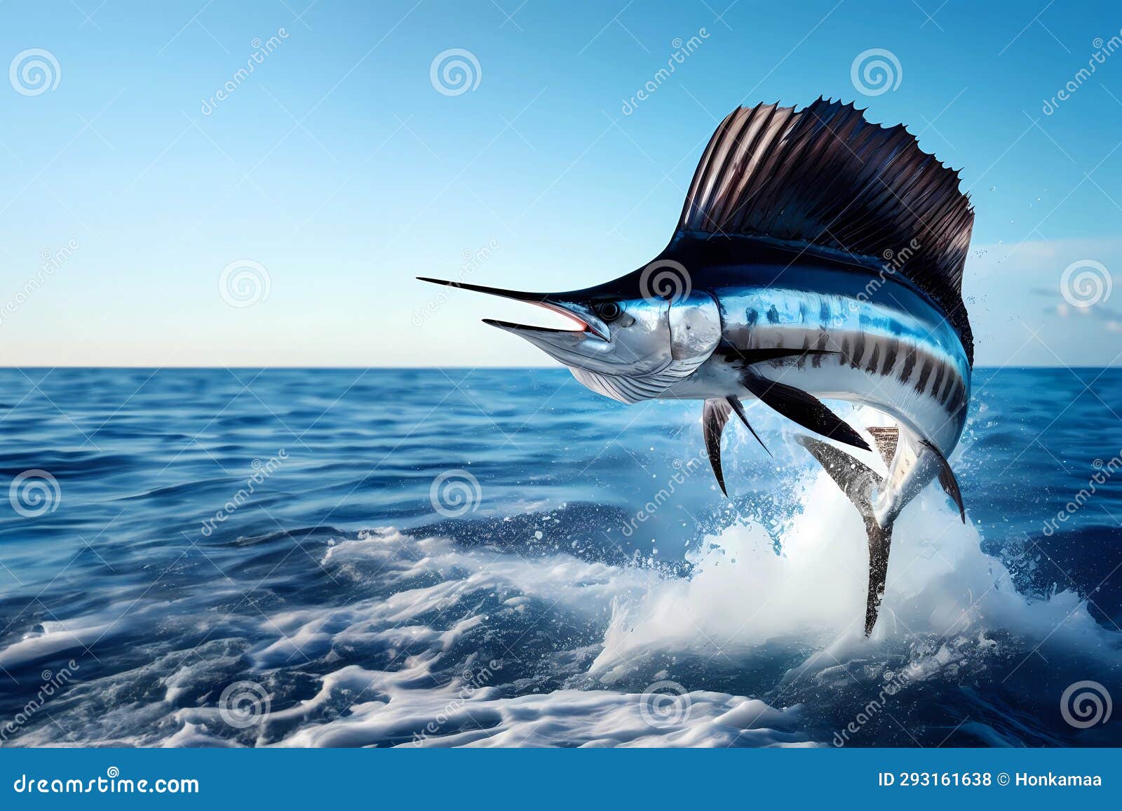 A jumping sail fish stock illustration. Illustration of arctic - 293161638