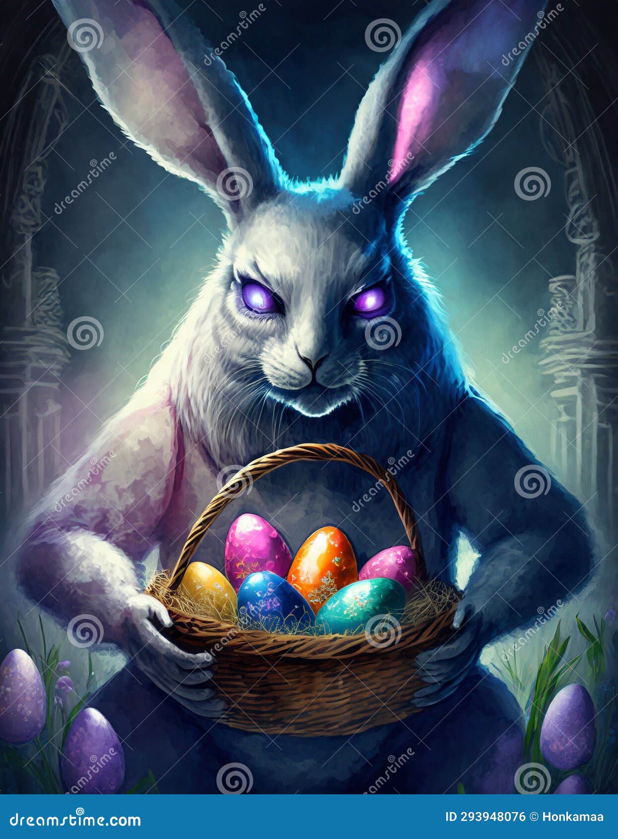 Scary-looking Easter bunny stock illustration. Illustration of cartoon ...