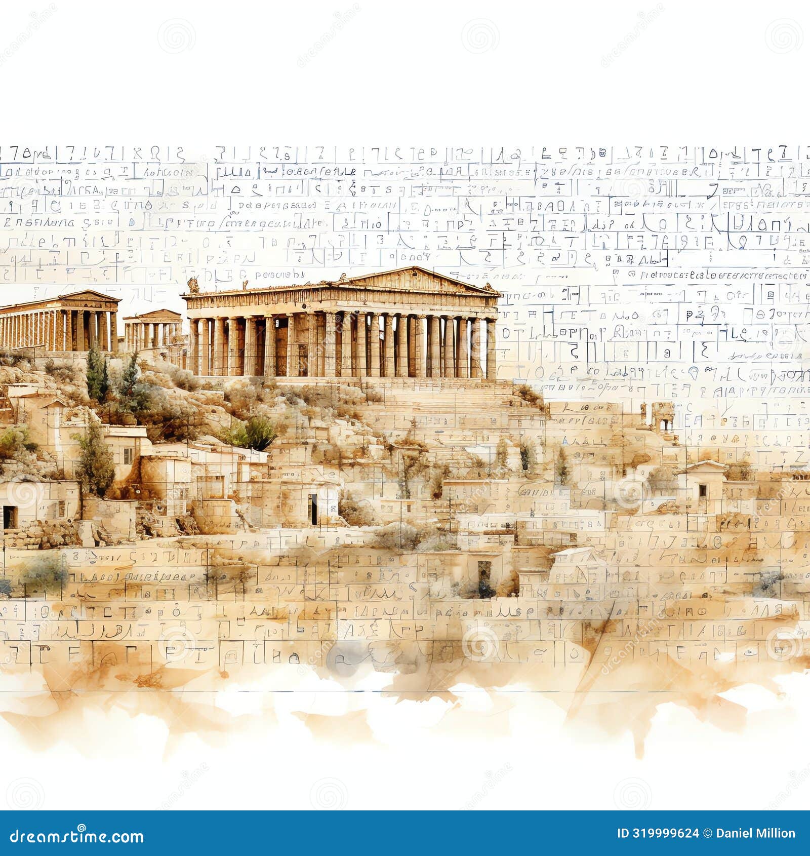 Scroll or Papyrus with Ancient Greek Text or Mathematical Equations ...