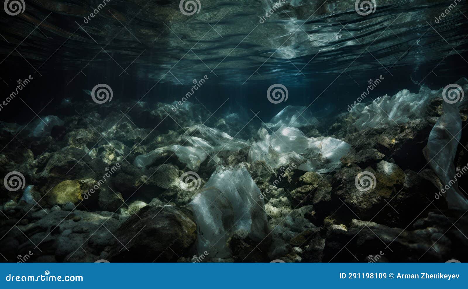 AI Generated Image. Sea Contaminated with Plastic Waste Stock ...