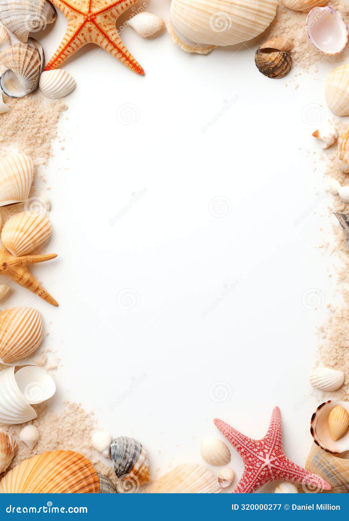 Seashell Frame Border On White Background Royalty-Free Stock Image ...