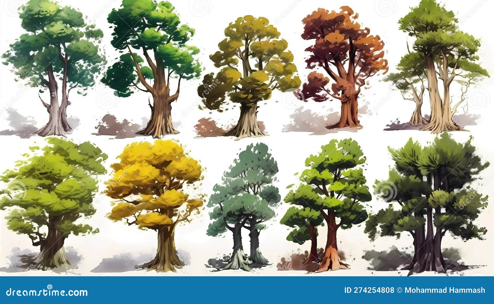Cartoon Trees, Made with Generative AI Stock Illustration ...