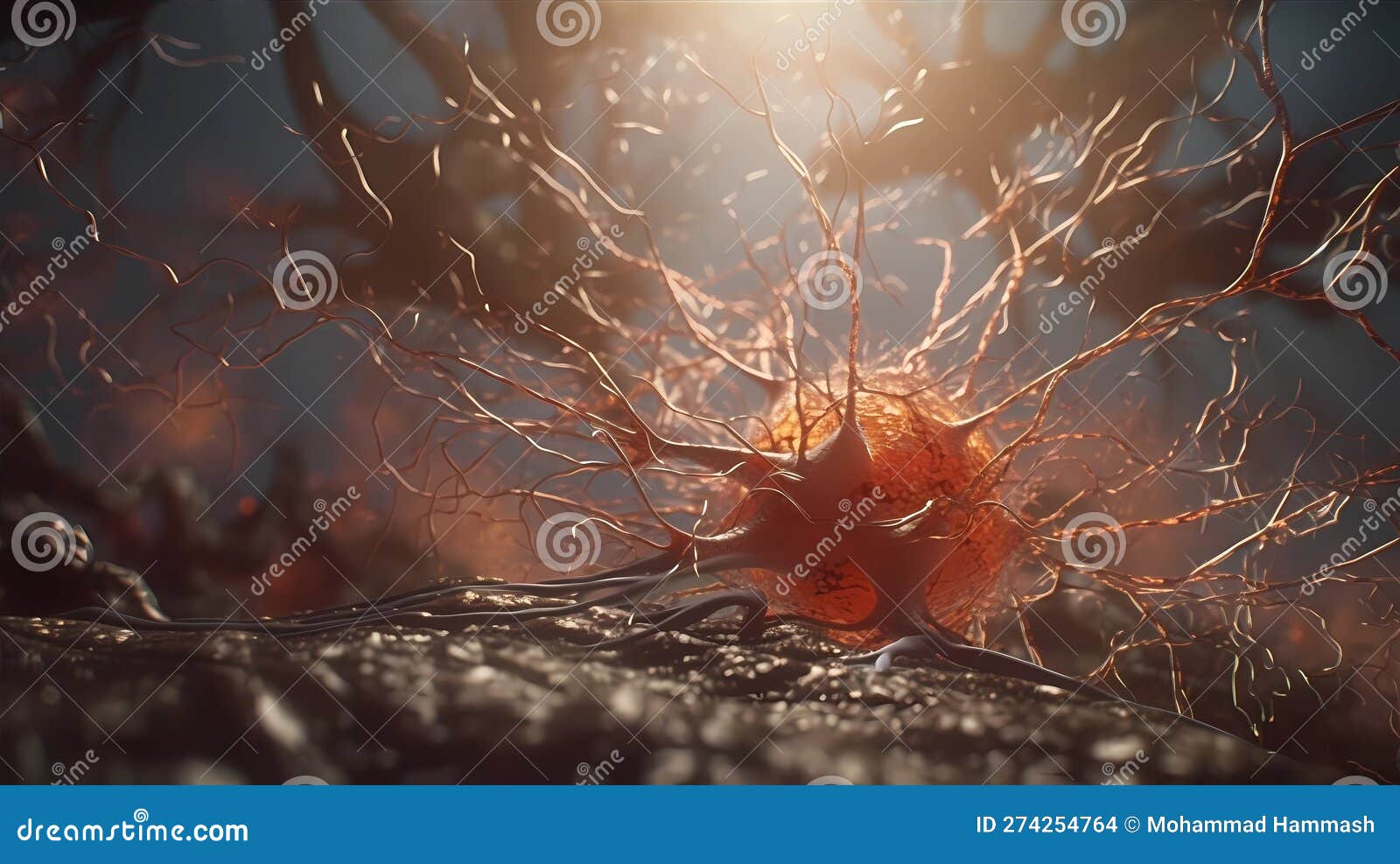 Single Neuron Nervous System On White. 3D Illustration | CartoonDealer ...