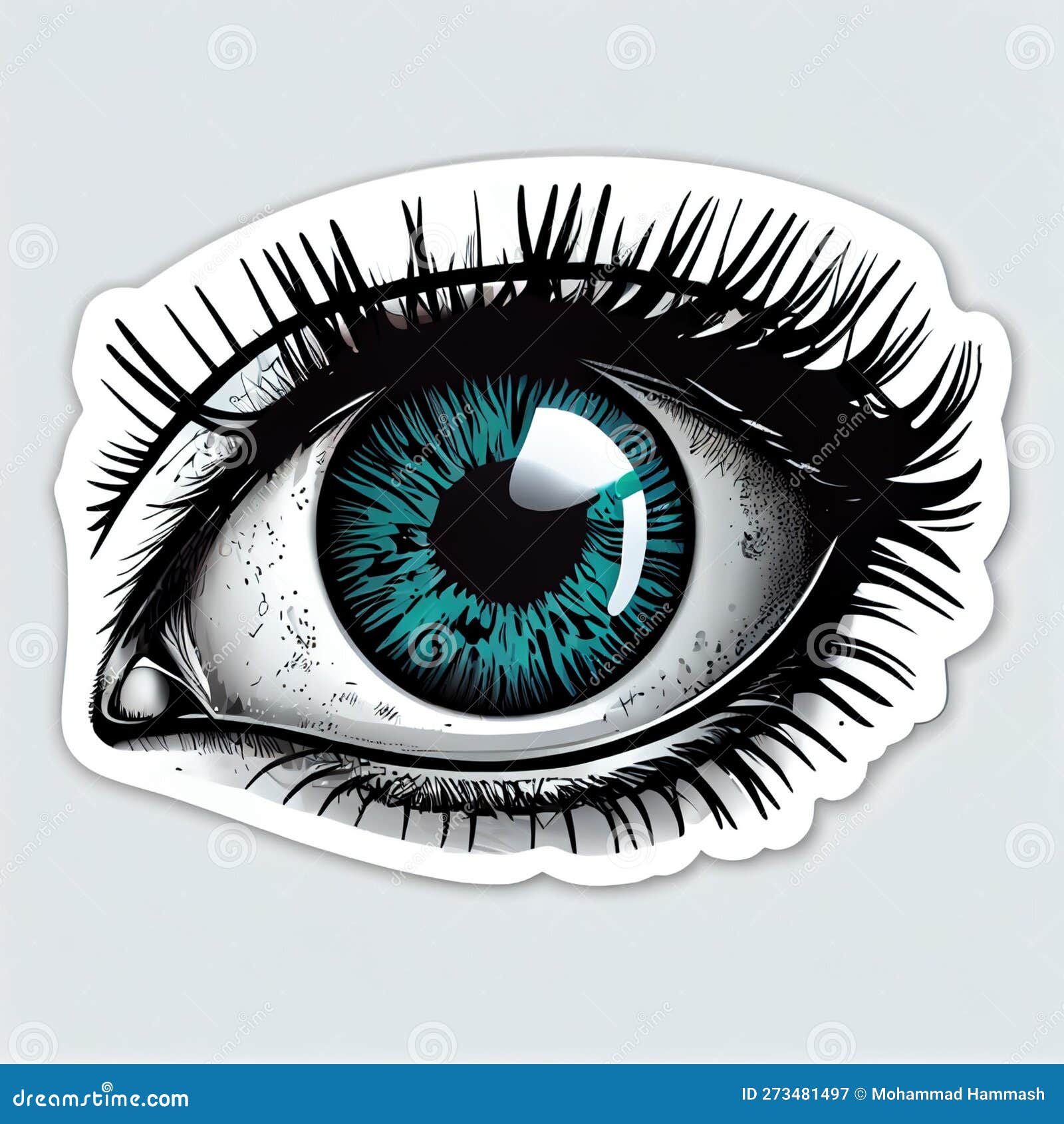 "Focused Eye Sticker", Made with Generative AI Stock Illustration ...
