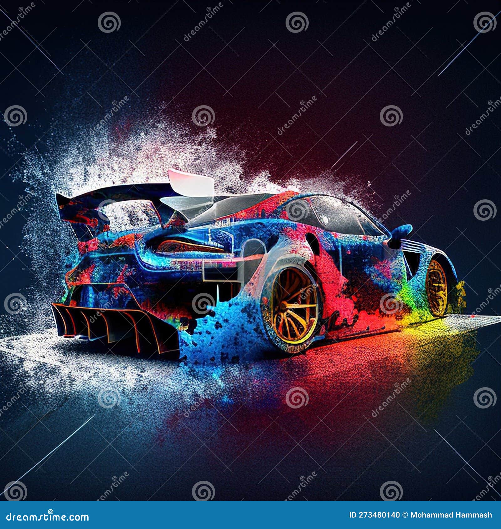 "Rainbow Sports Car", Made with Generative AI Stock Illustration ...