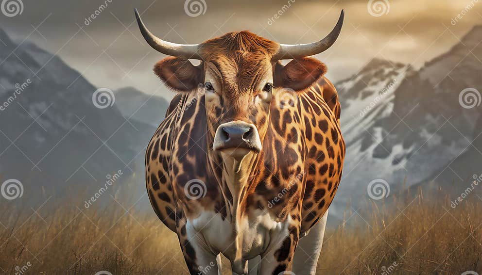Leopard cow stock illustration. Illustration of evening - 347132980