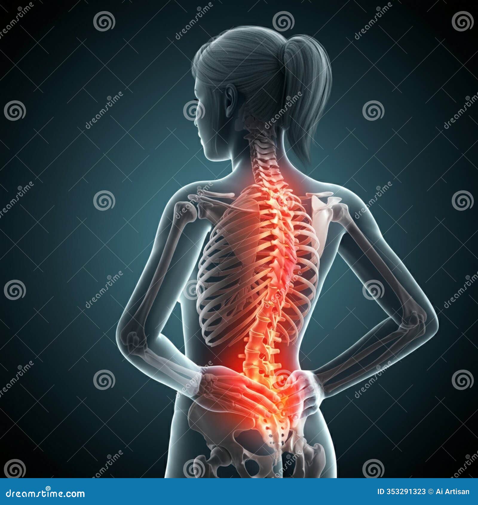 AI-Generated Image: Transparent Figure with Highlighted Spine ...