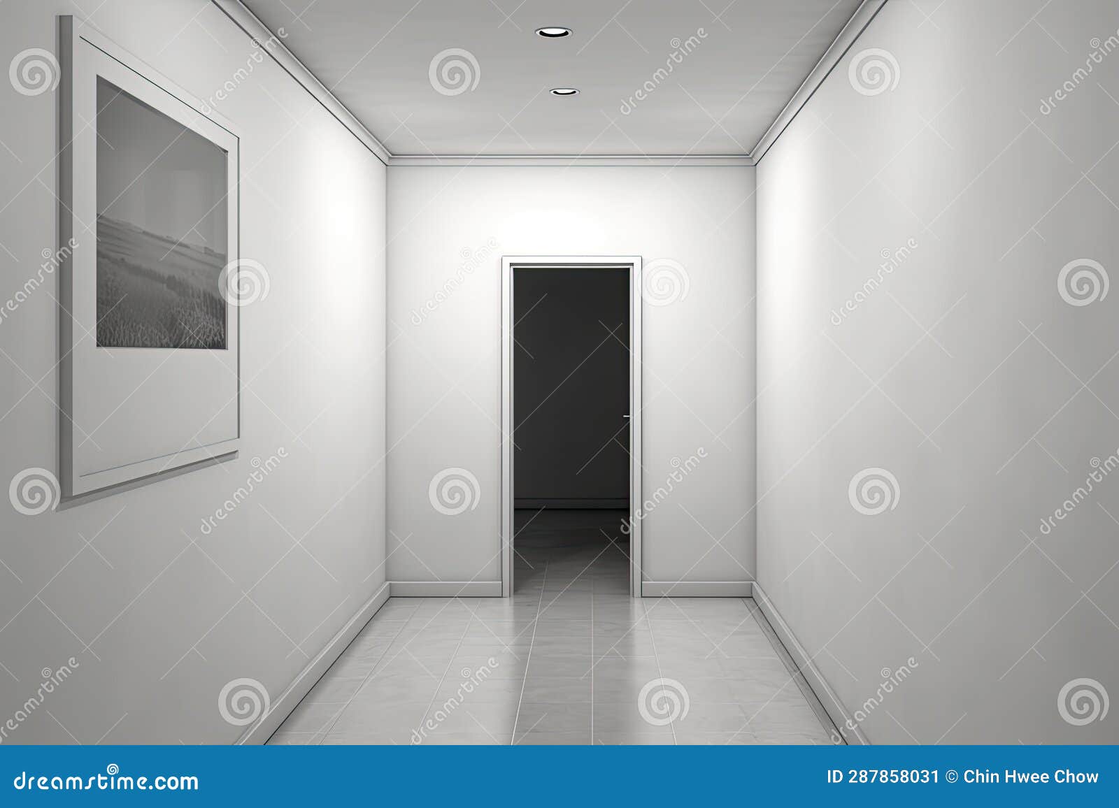 Simple Minimalist Gallery Setup with a Photo Frame at a Corridor Stock ...