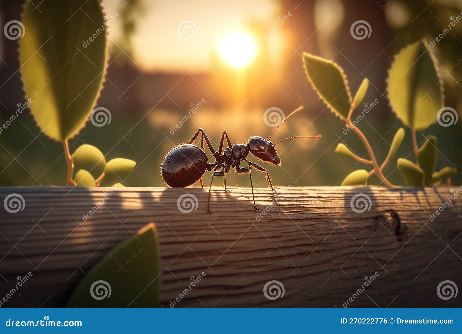 Ant on Tree Branch in the Morning Stock Photo - Image of mandible, bark ...