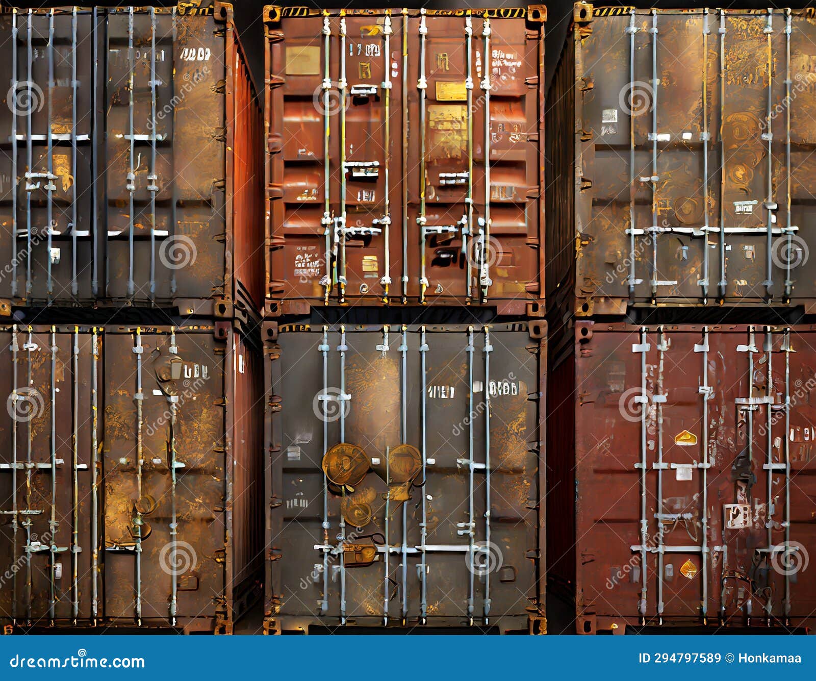 Shipping containers stock illustration. Illustration of aged - 294797589