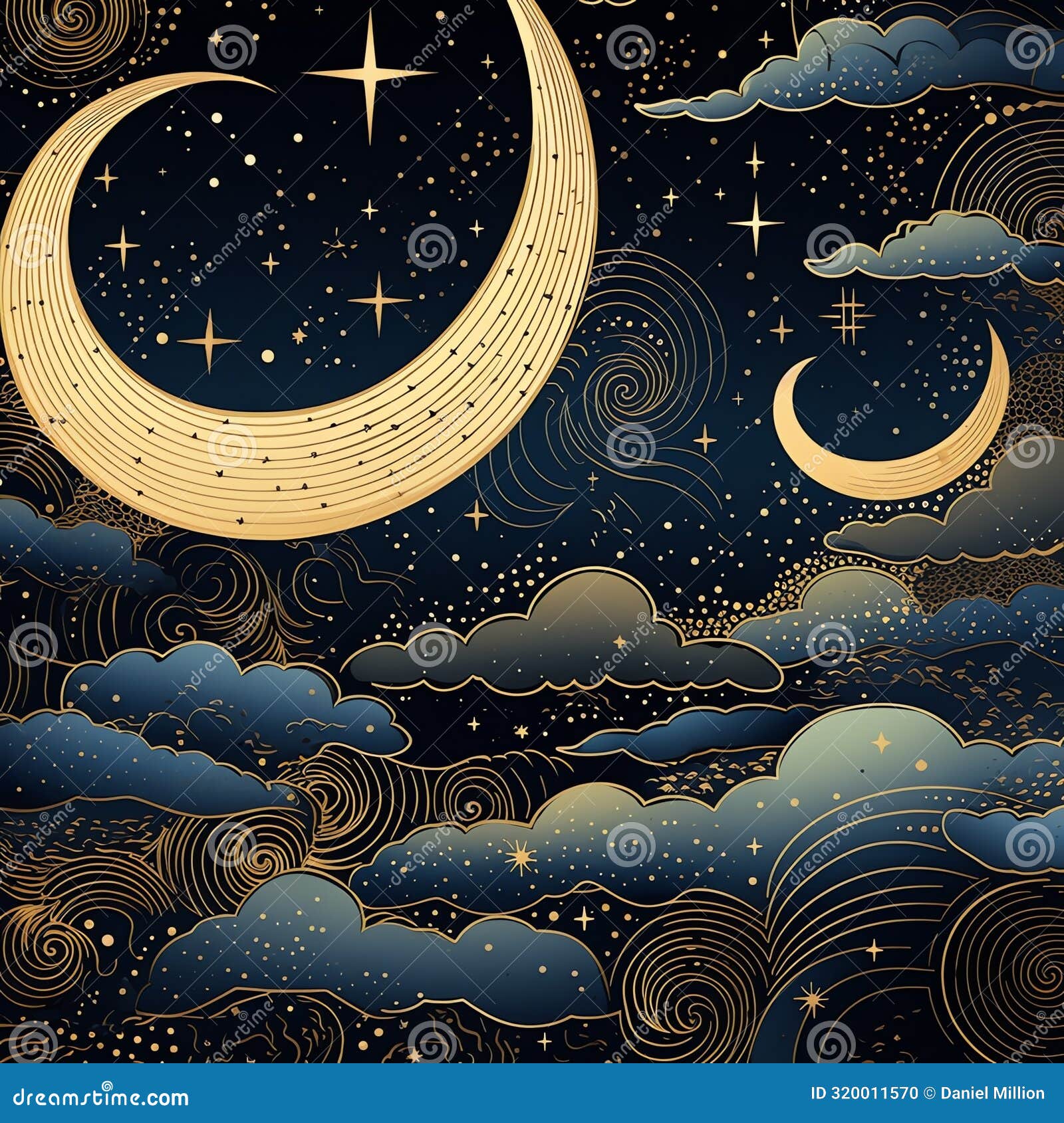 Sky Crescent Moon Background, Design Seamless Pattern, for Nursery ...