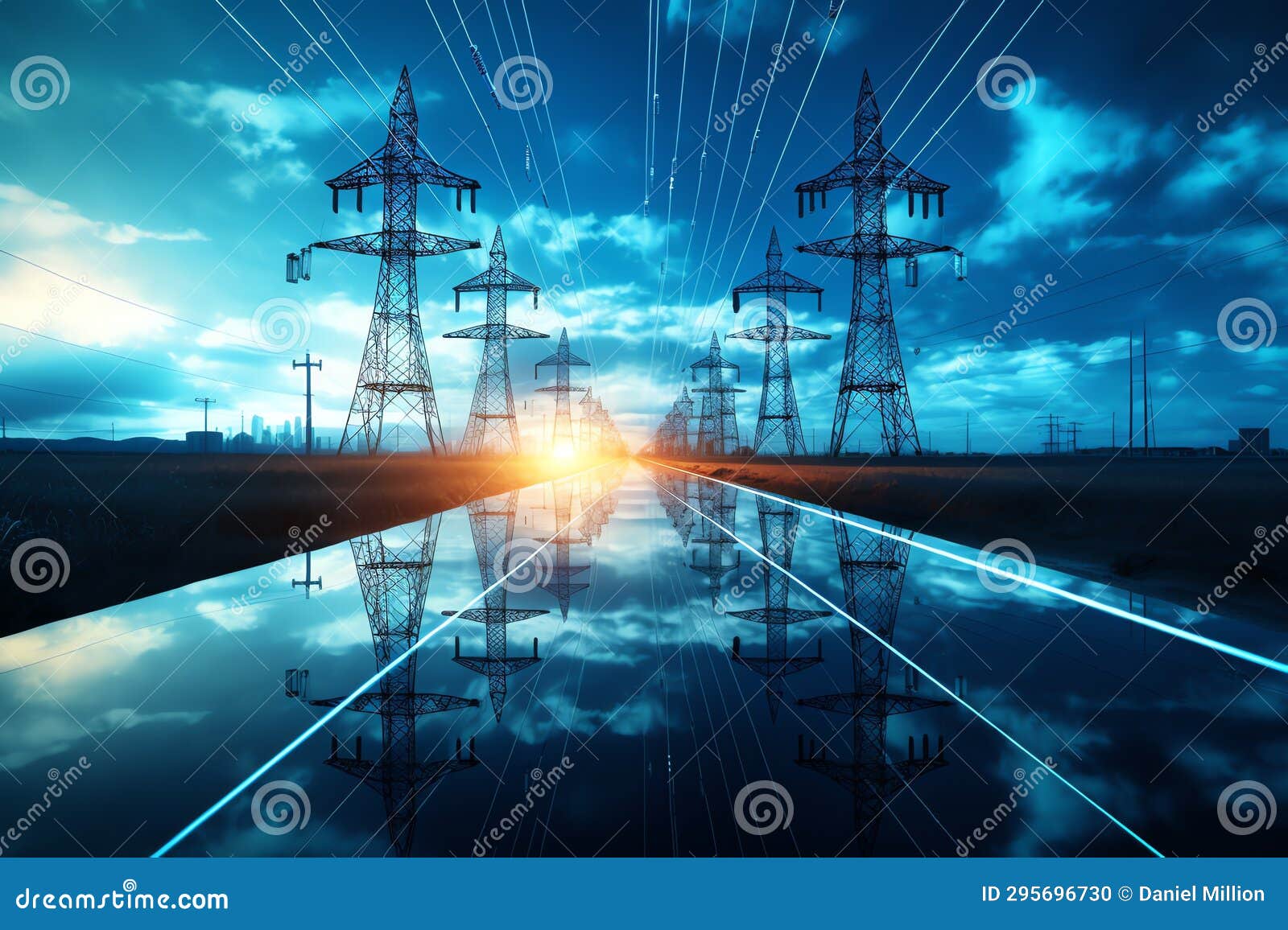A Smart Grid Managing Electricity Distribution Modern Futurism ...