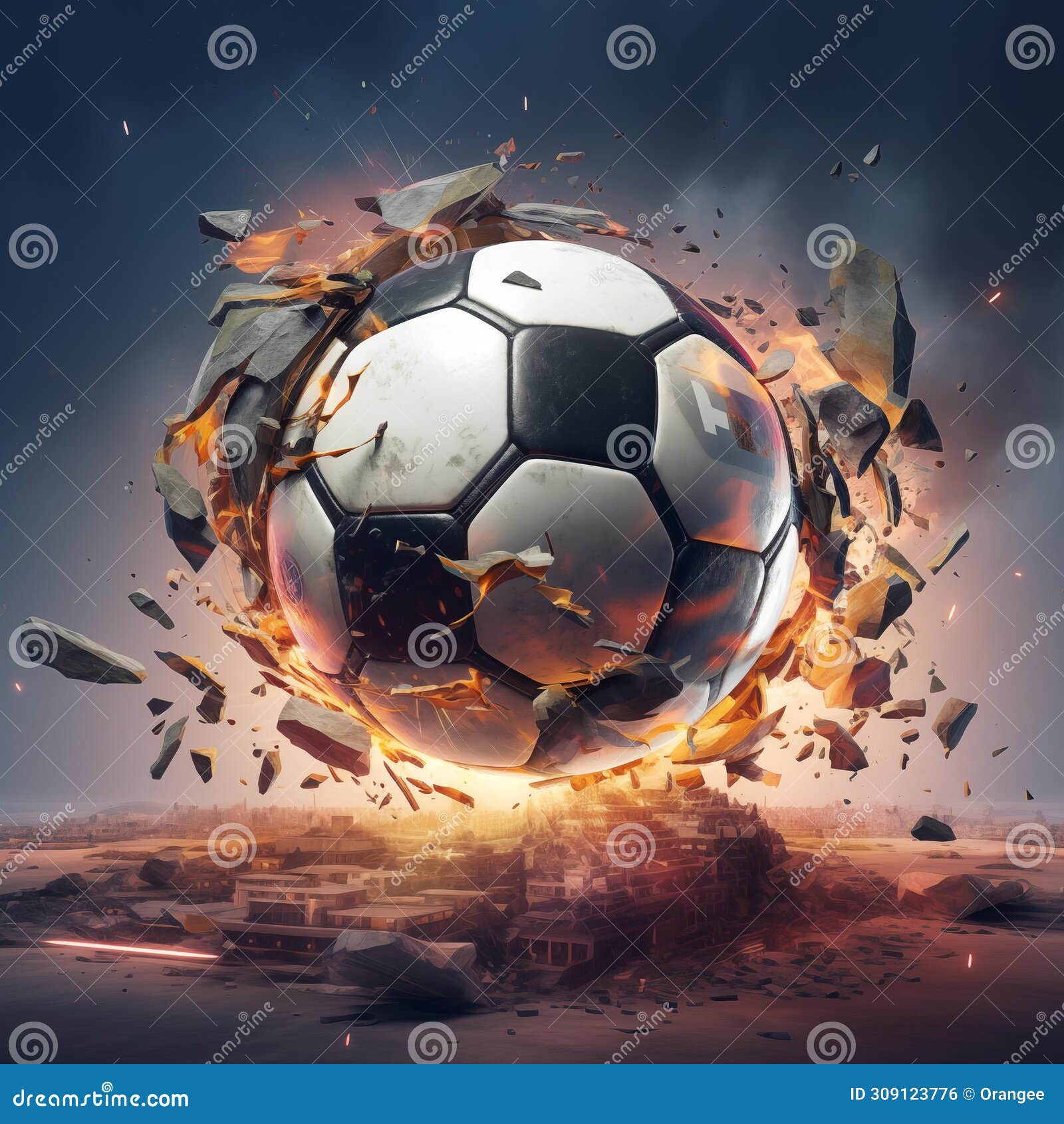 AI Generated Exploding Football Stock Illustration - Illustration of ...