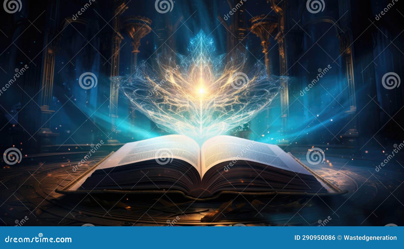 An Open Magical Book with a Captivating, Enchanting Glow. Stock ...