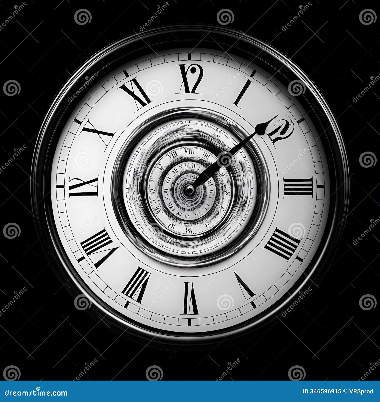 Spiral Clock Face with Concentric Roman Numerals Stock Image - Image of ...