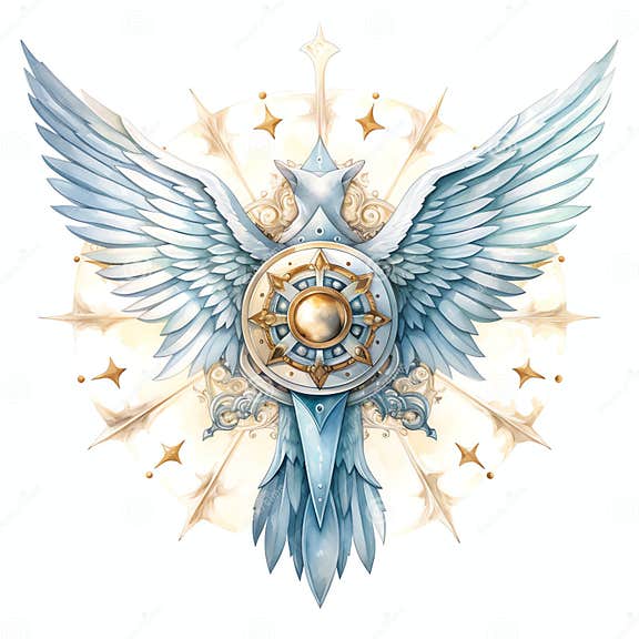 Star and Winged Disk Symbolizing Various Deities Illustration Stock ...