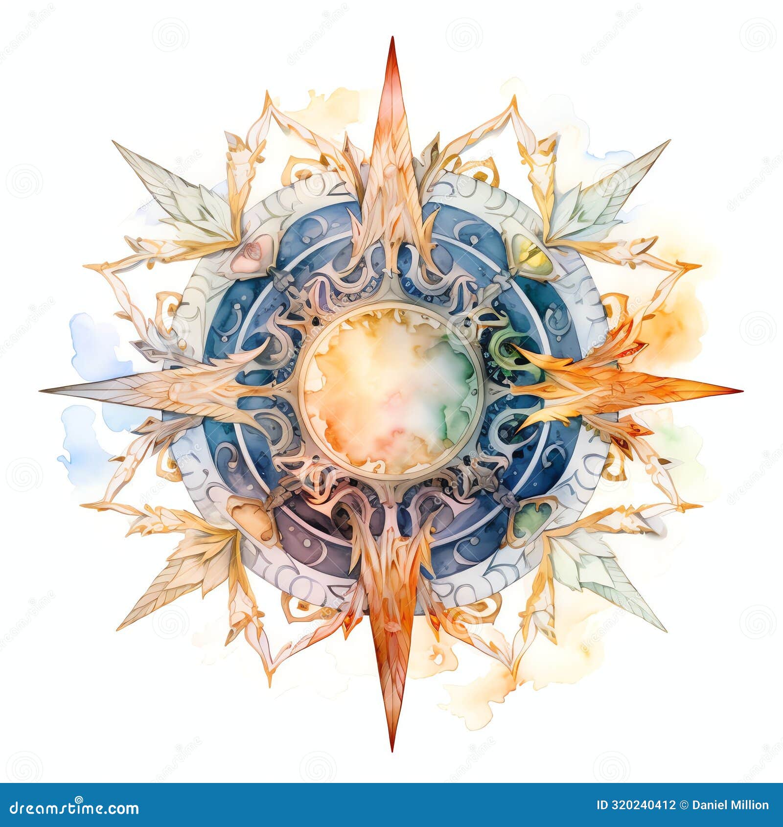 Star And Winged Disk Symbolizing Various Deities Illustration Royalty ...