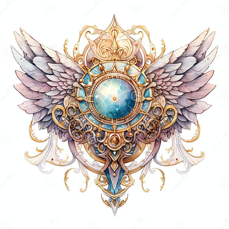 Star and Winged Disk Symbolizing Various Deities Illustration Stock ...