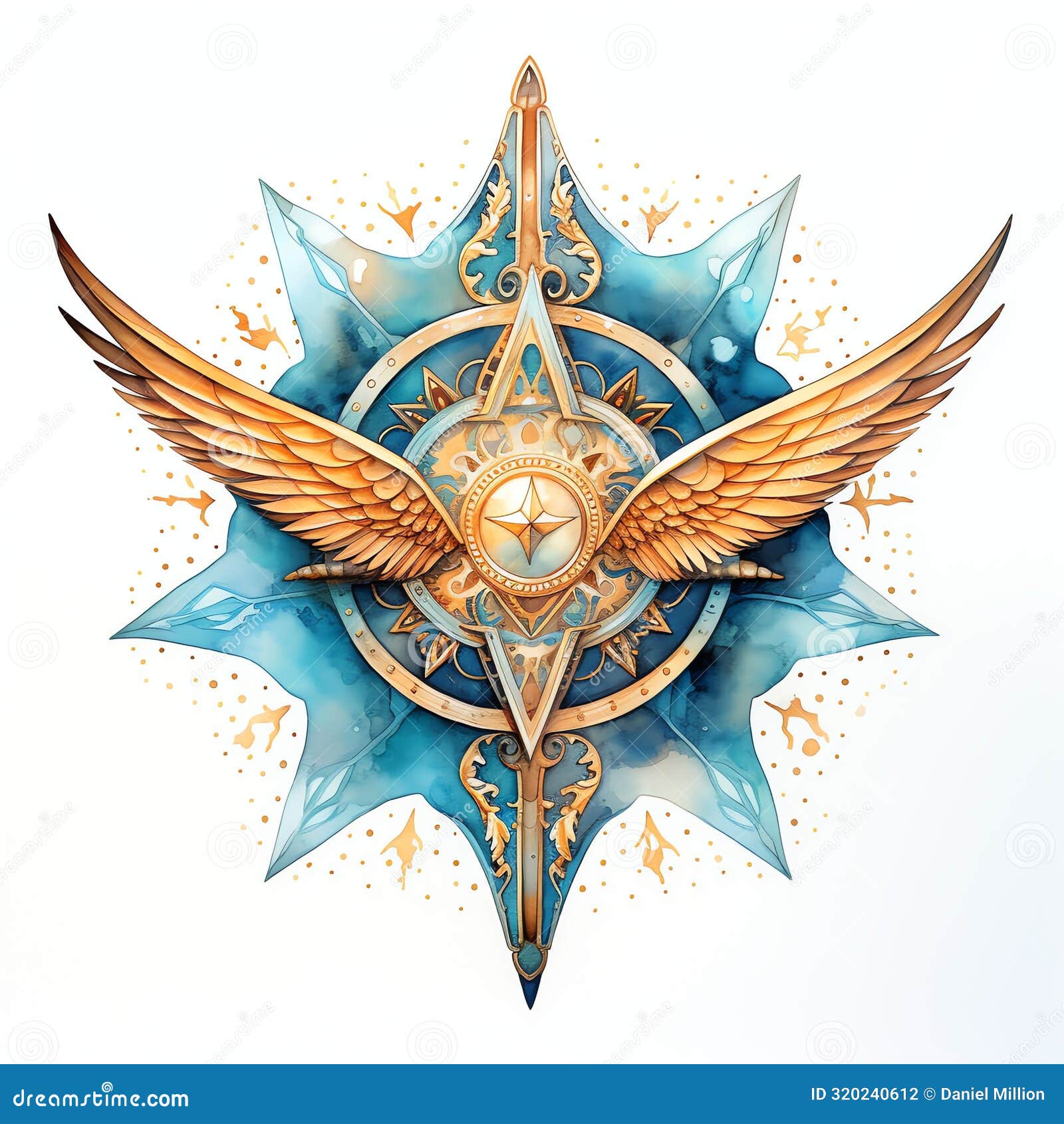 Star and Winged Disk Symbolizing Various Deities Illustration Stock ...