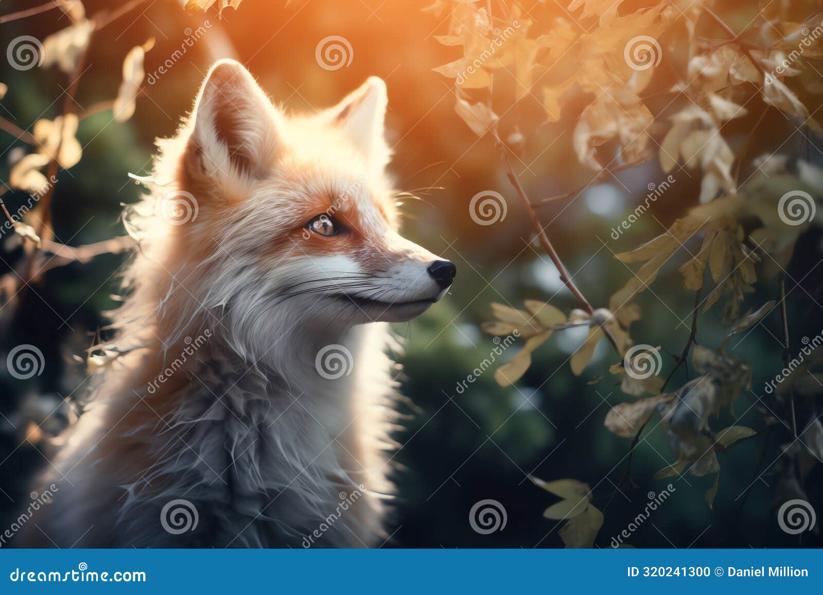 Stardust Fox Navigating Through Sparkling Willows Beautiful Nature ...