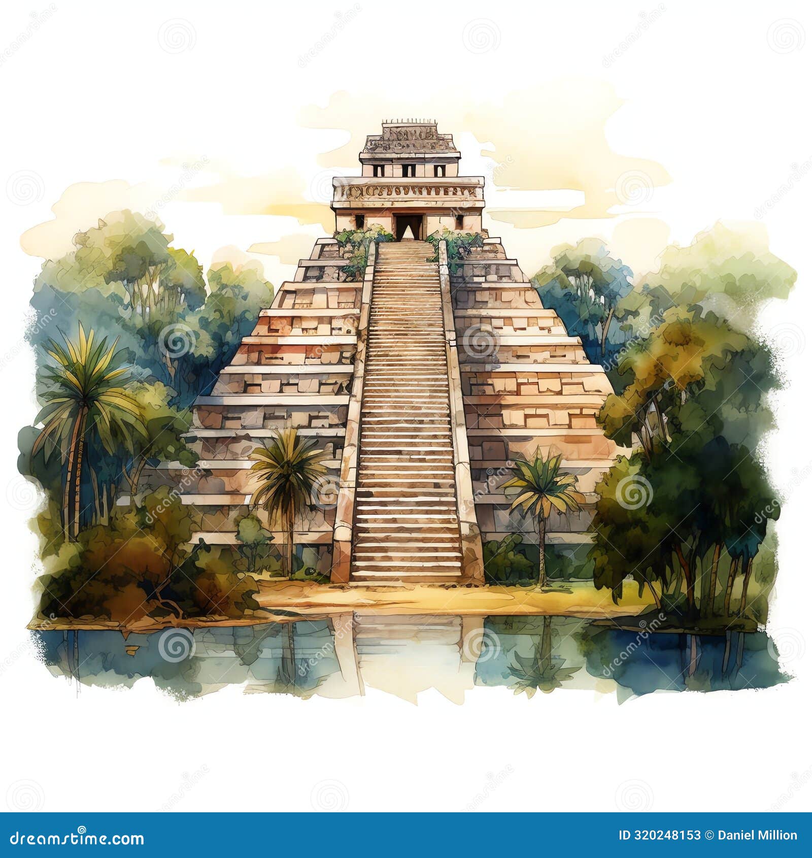Stepped Pyramid Surrounded By Open Plaza For Ceremonies Illustration ...