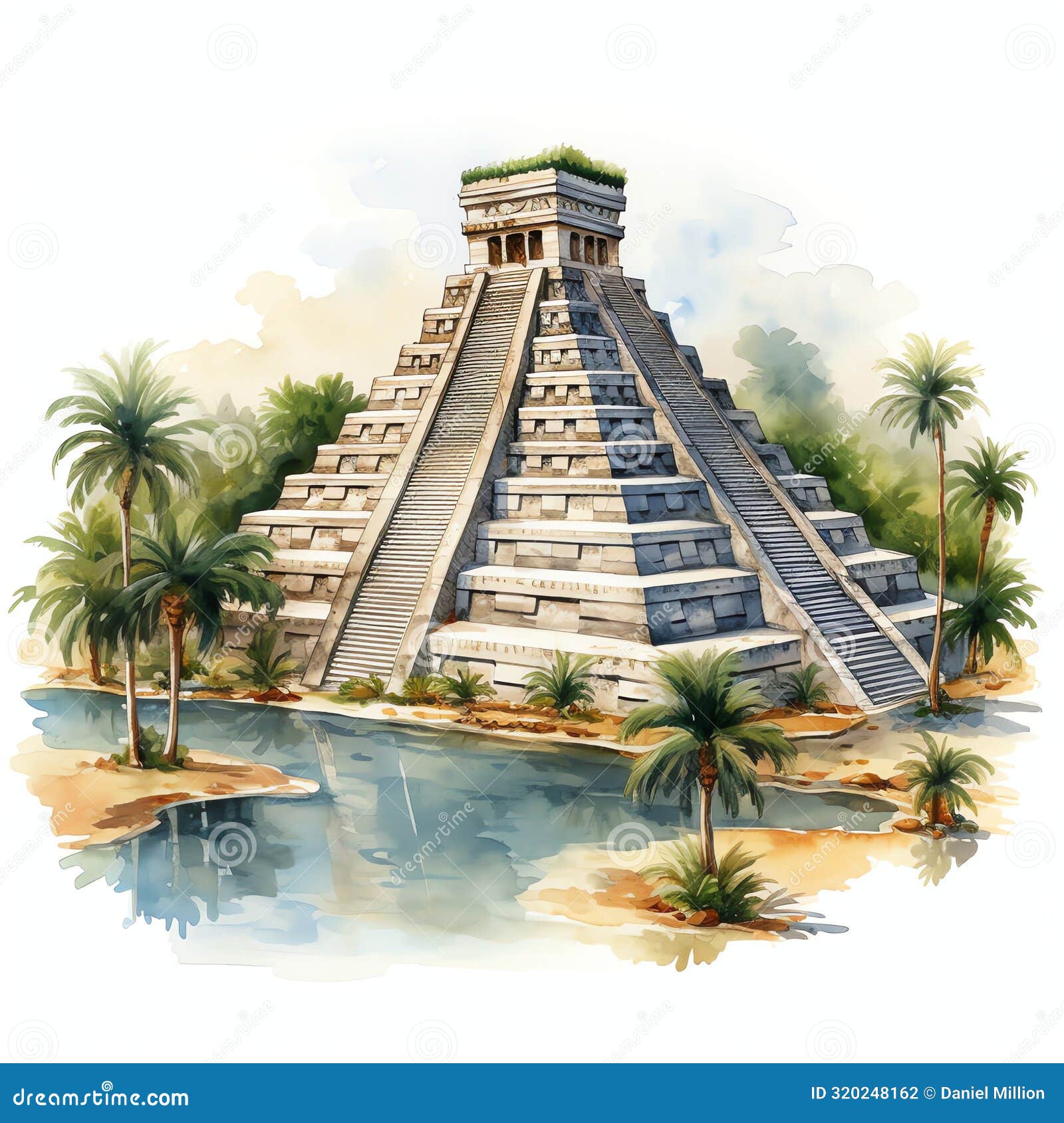 Stepped Pyramid Surrounded By Open Plaza For Ceremonies Illustration ...