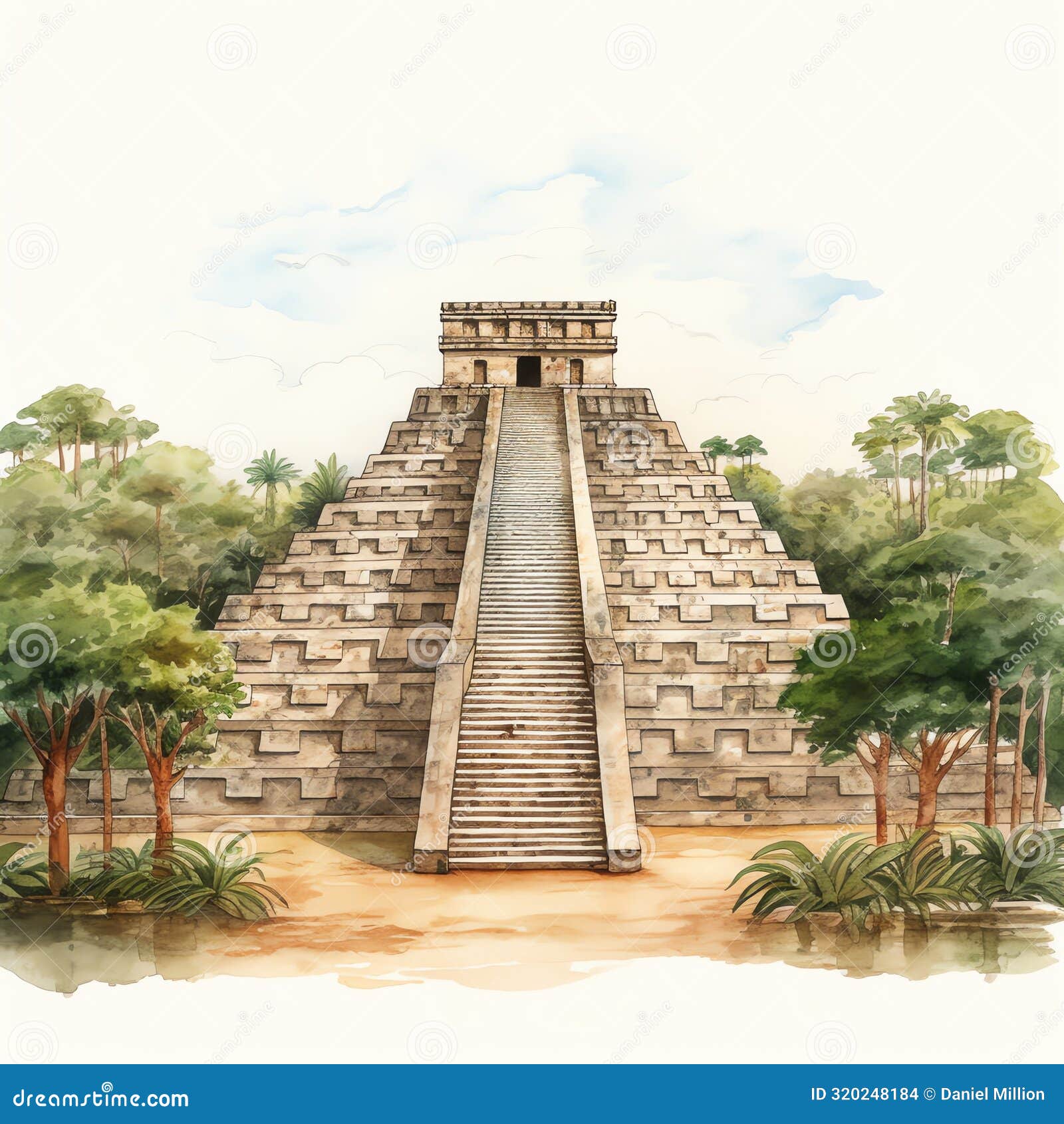 Stepped Pyramid Surrounded by Open Plaza for Ceremonies Illustration ...