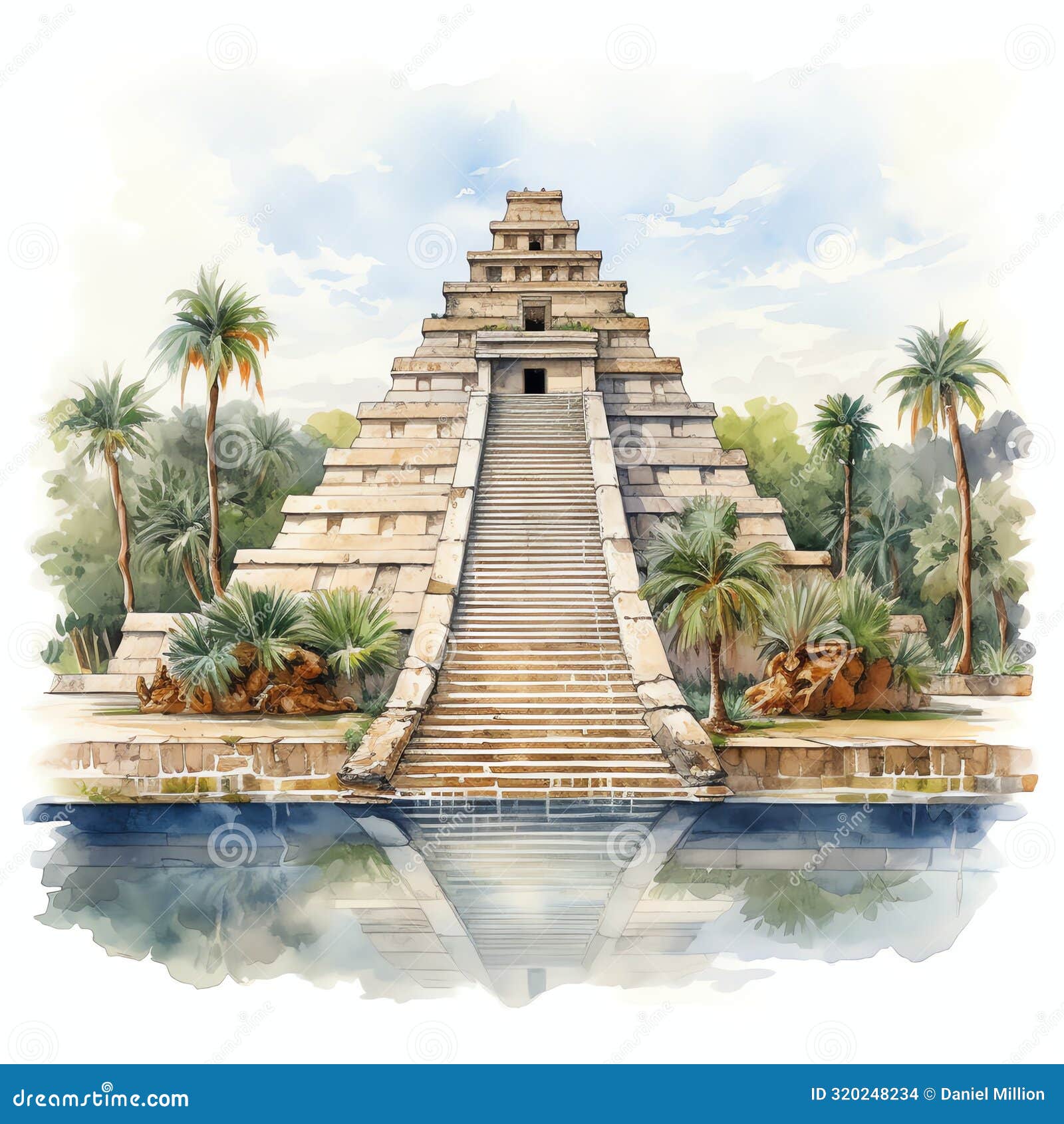 Stepped Pyramid Surrounded by Open Plaza for Ceremonies Illustration ...