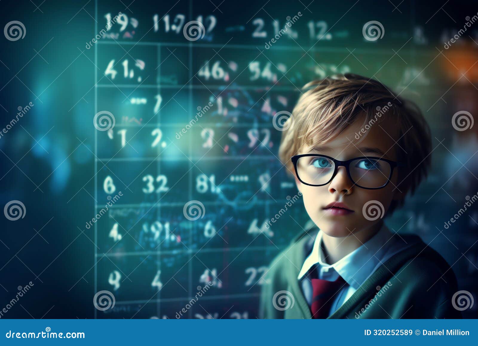 Student Excelling in a Math Competition, Smart Kid in School Stock ...