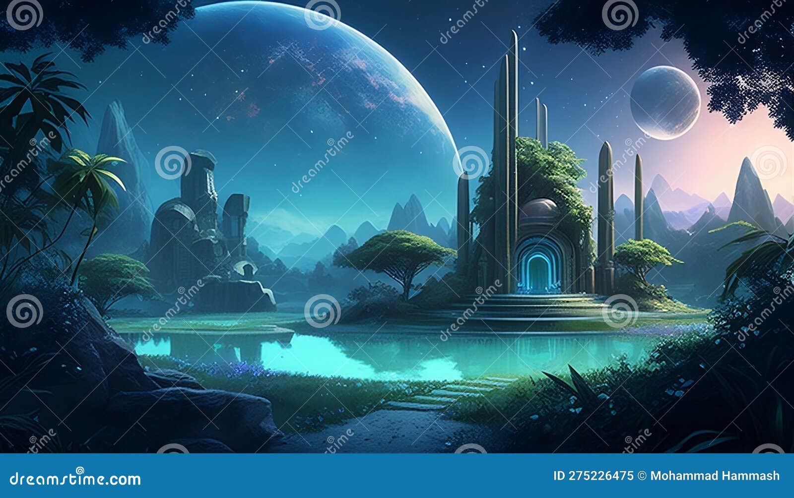 Galactic Oasis: a Serene and Otherworldly Landscape, Made with ...
