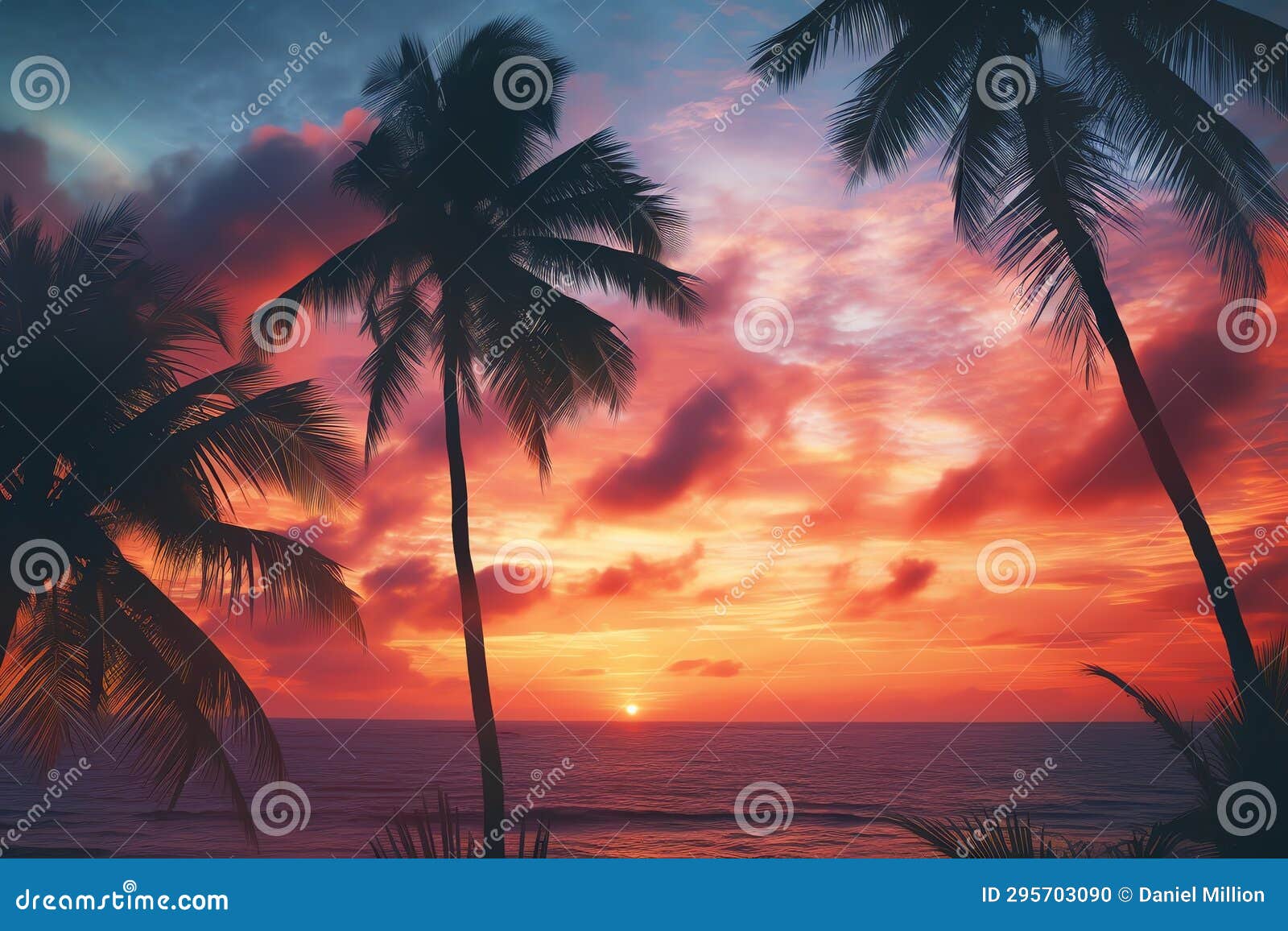 Sunsets Casting A Breathtaking Palette Of Colors Realistic Tropical ...
