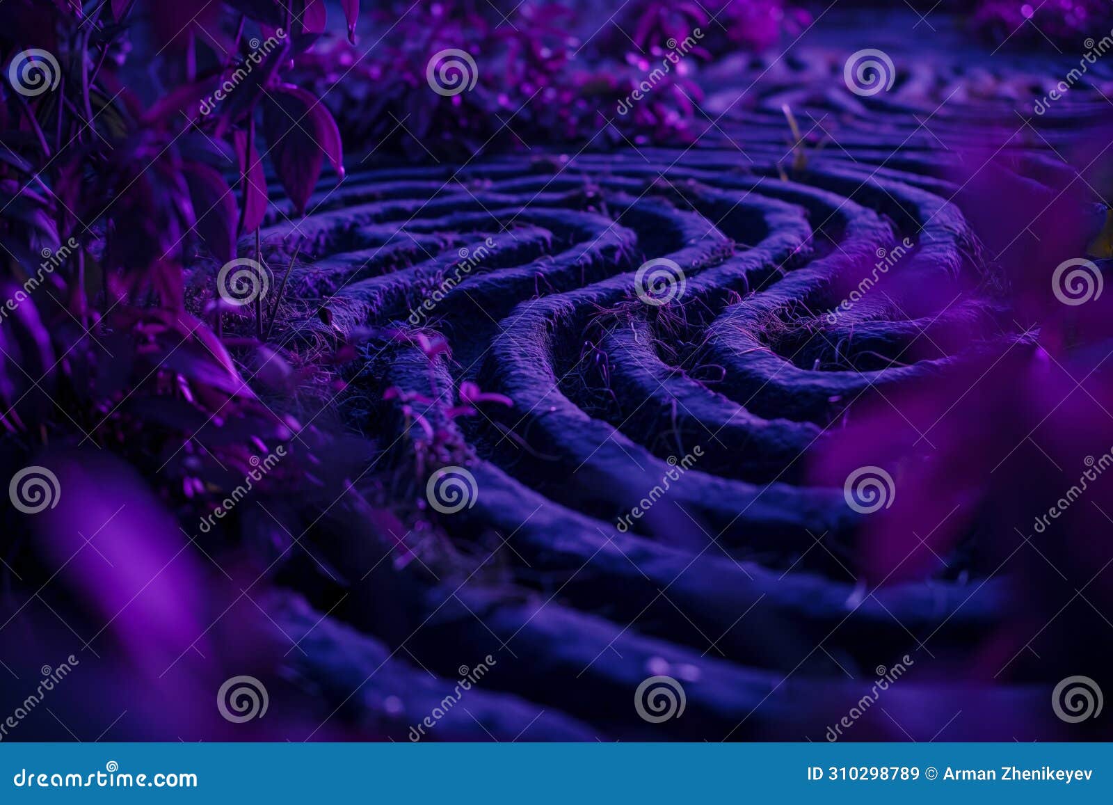 AI Generated Image. Surreal Purple Garden Labyrinth Stock Illustration ...