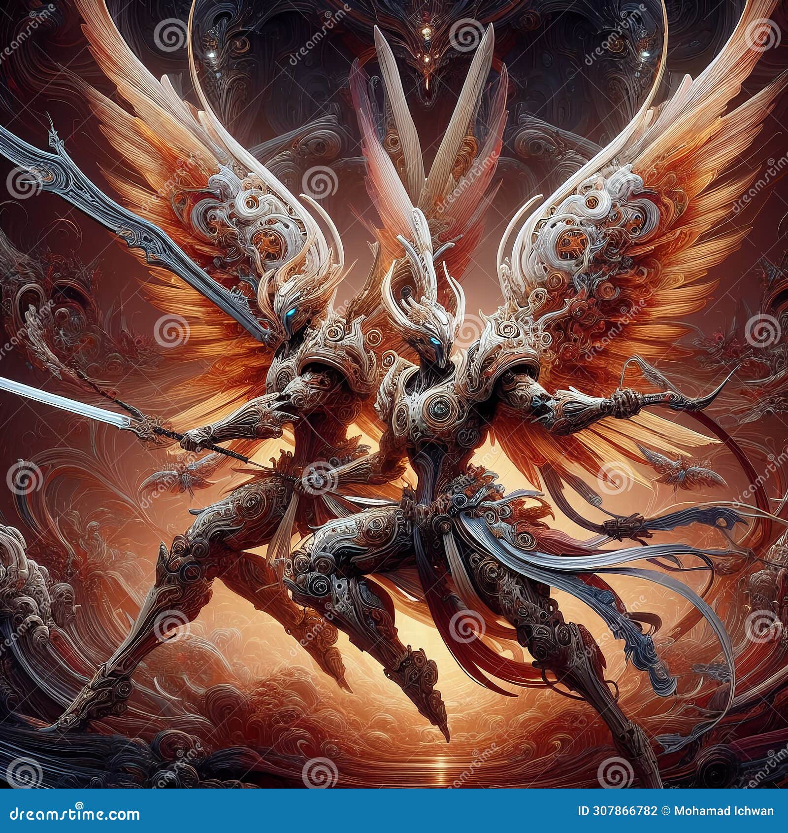 AI-Generated Image, Symphony of the Celestial Warriors Stock ...