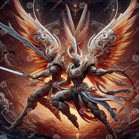 AI-Generated Image, Symphony of the Celestial Warriors Stock ...