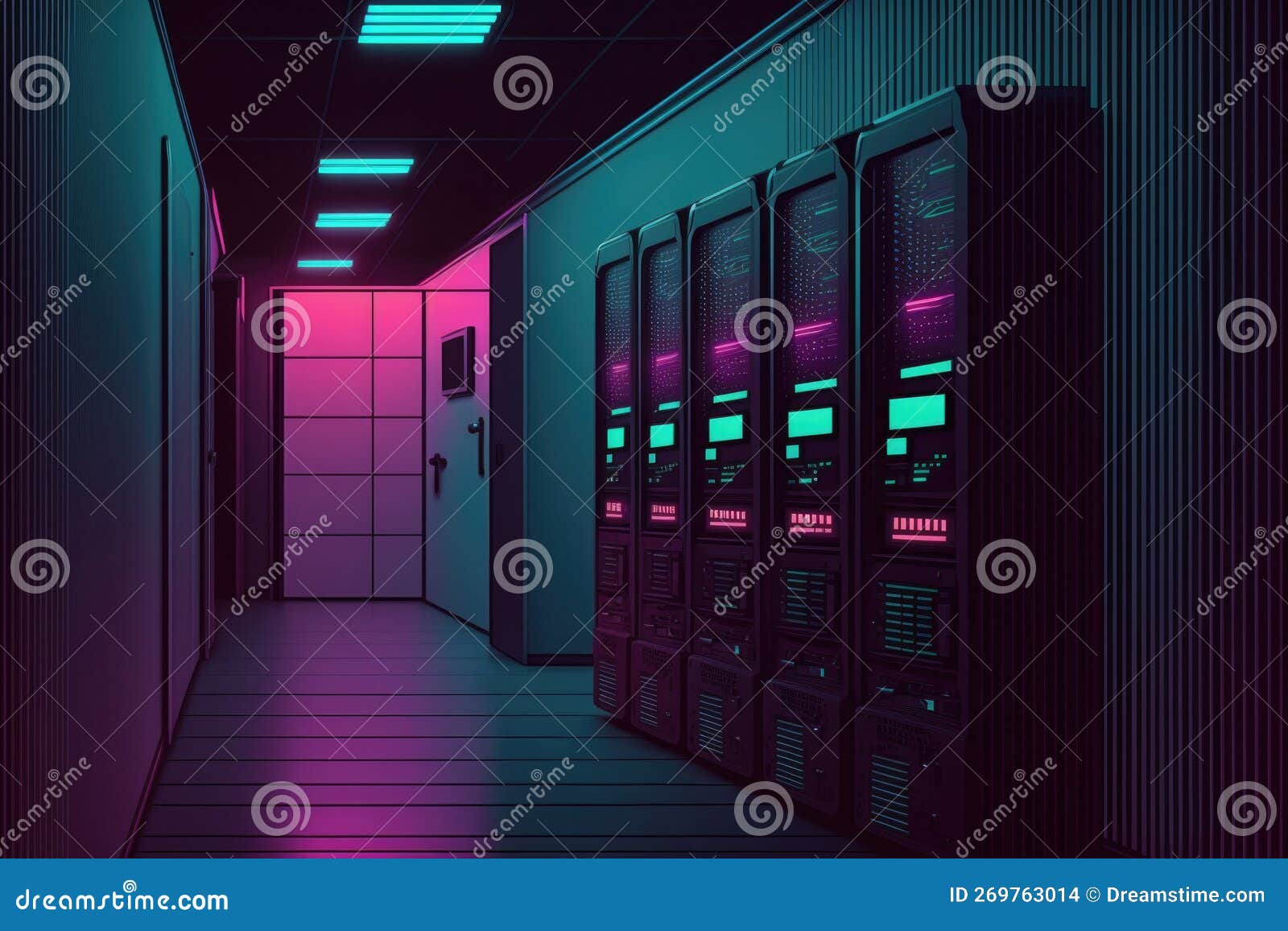 AI Generated Image of Synthwave Data Center Stock Illustration ...