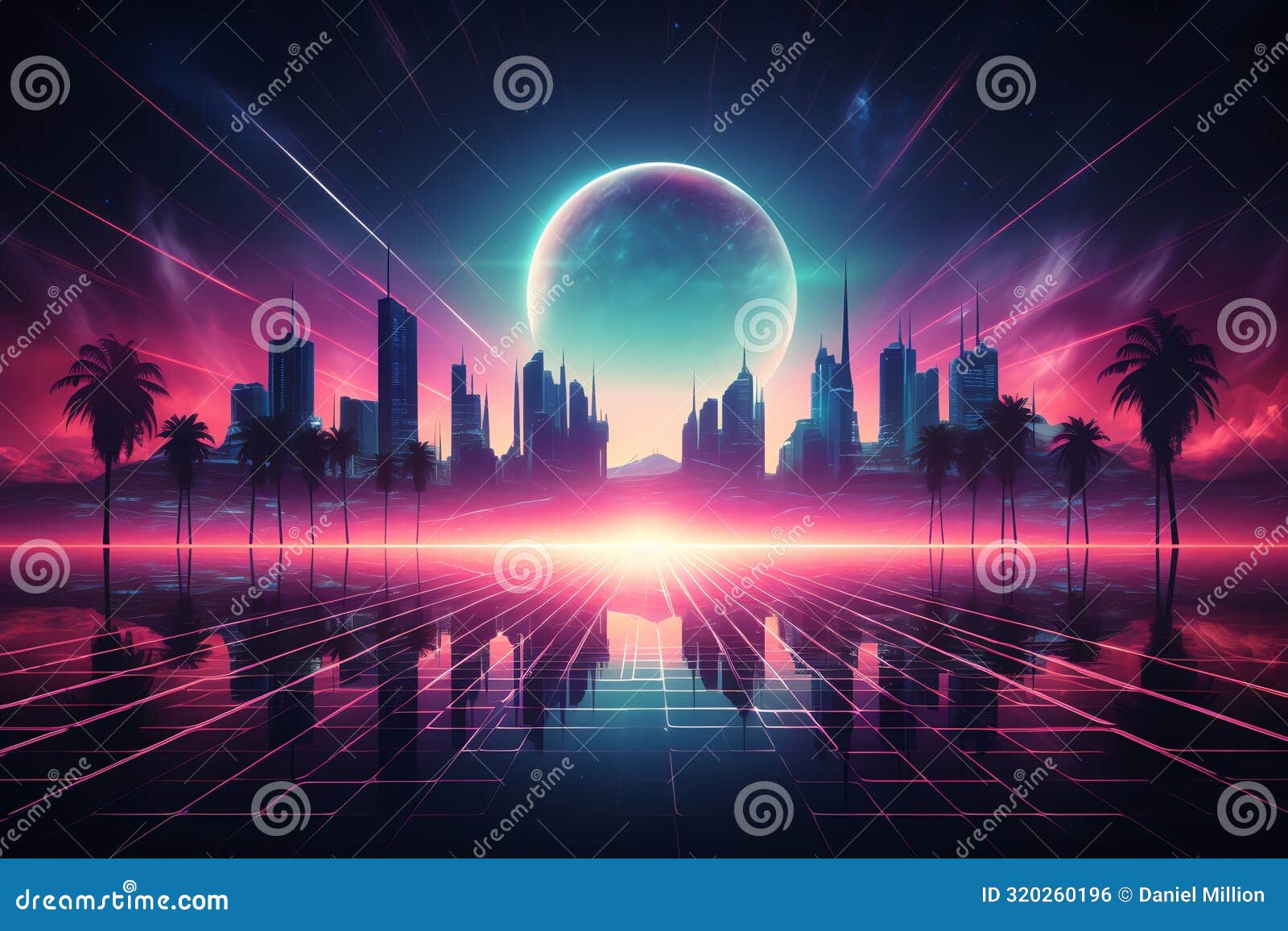Synthwave Inspired Background 80s Retro Nostalgic Stock Photo ...