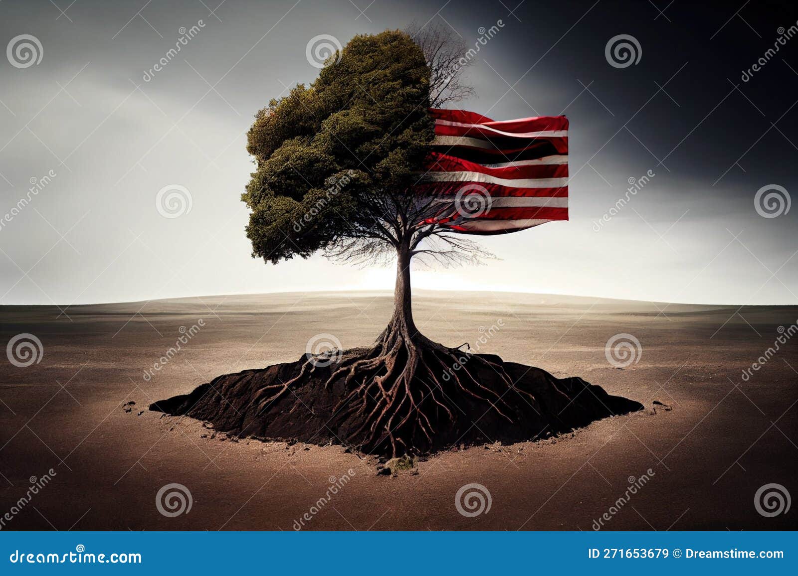 Tree with Flag Planted in Ground, Made with Generative AI Stock ...