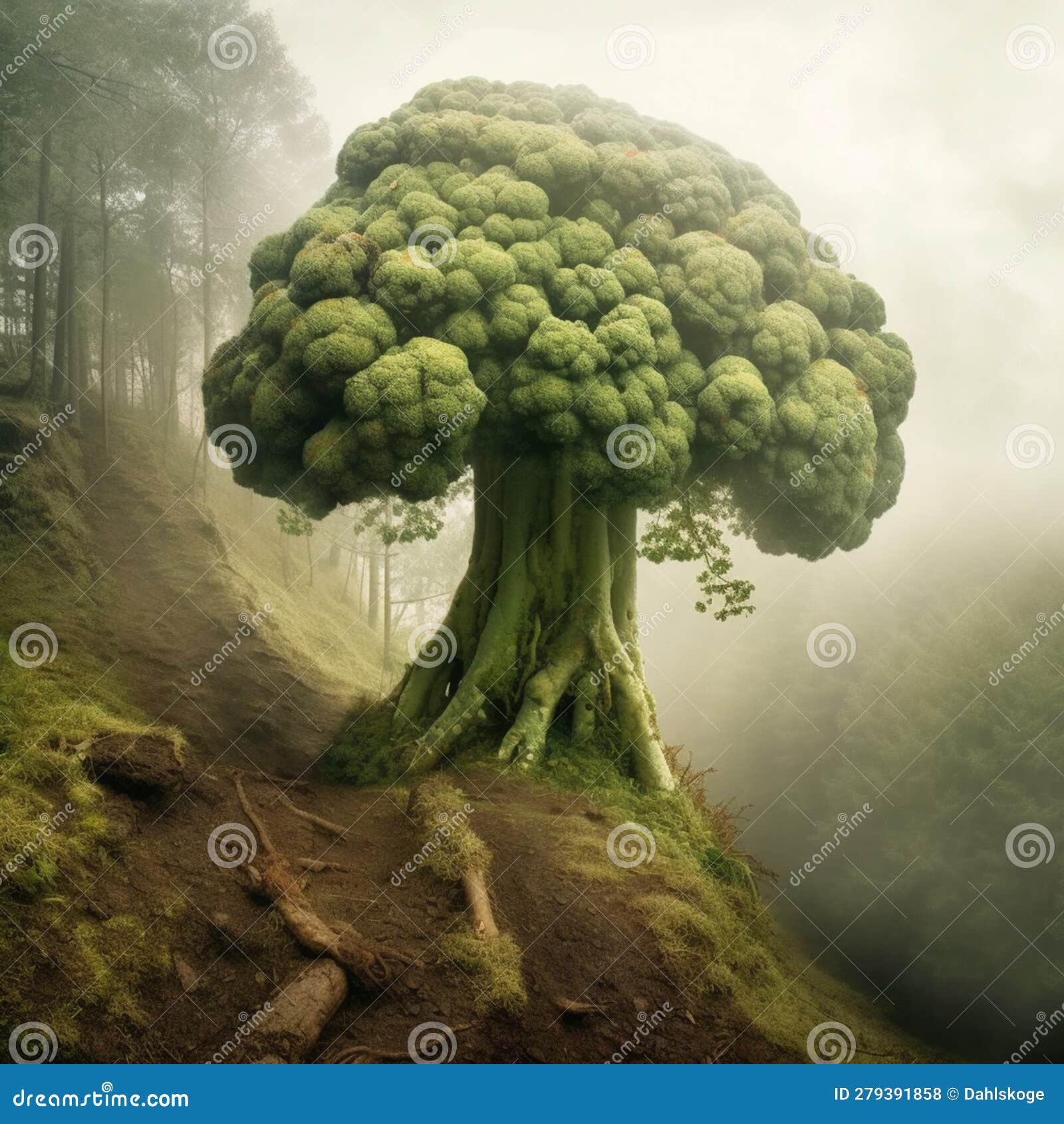 Tree looking like broccoli stock illustration. Illustration of ...